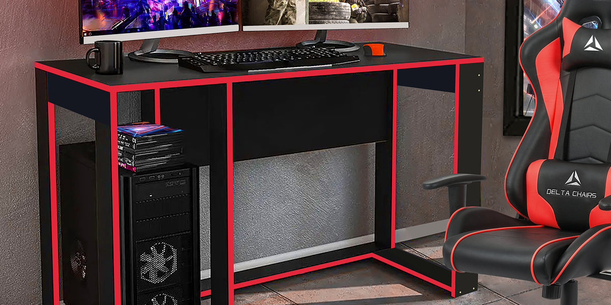 Ryker Gaming Desk Table - Black and Red | Home Detail UK
