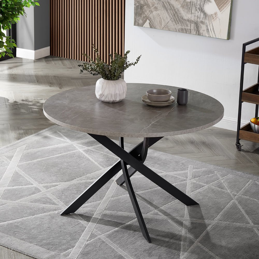 Rocco 120cm Concrete Effect Dining Table - Black Legs | Home Detail UK