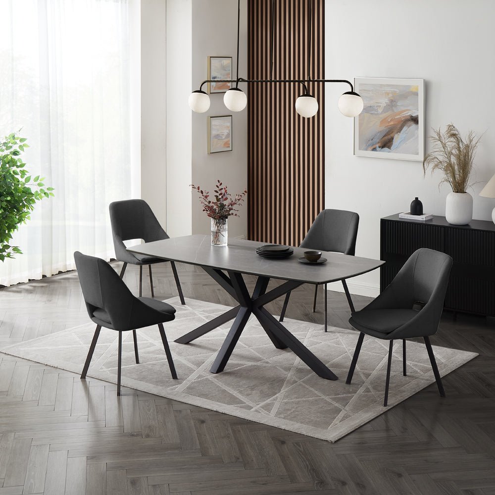 Verona+Bilbao 4 Seat Set: Dark Grey Fabric | Home Detail
