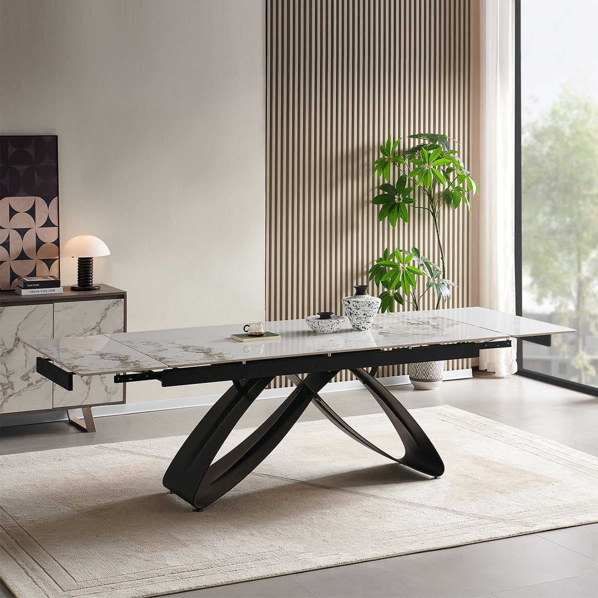 Bergamo Extending 180-260cm Ceramic Dining Table, White | Home Detail UK