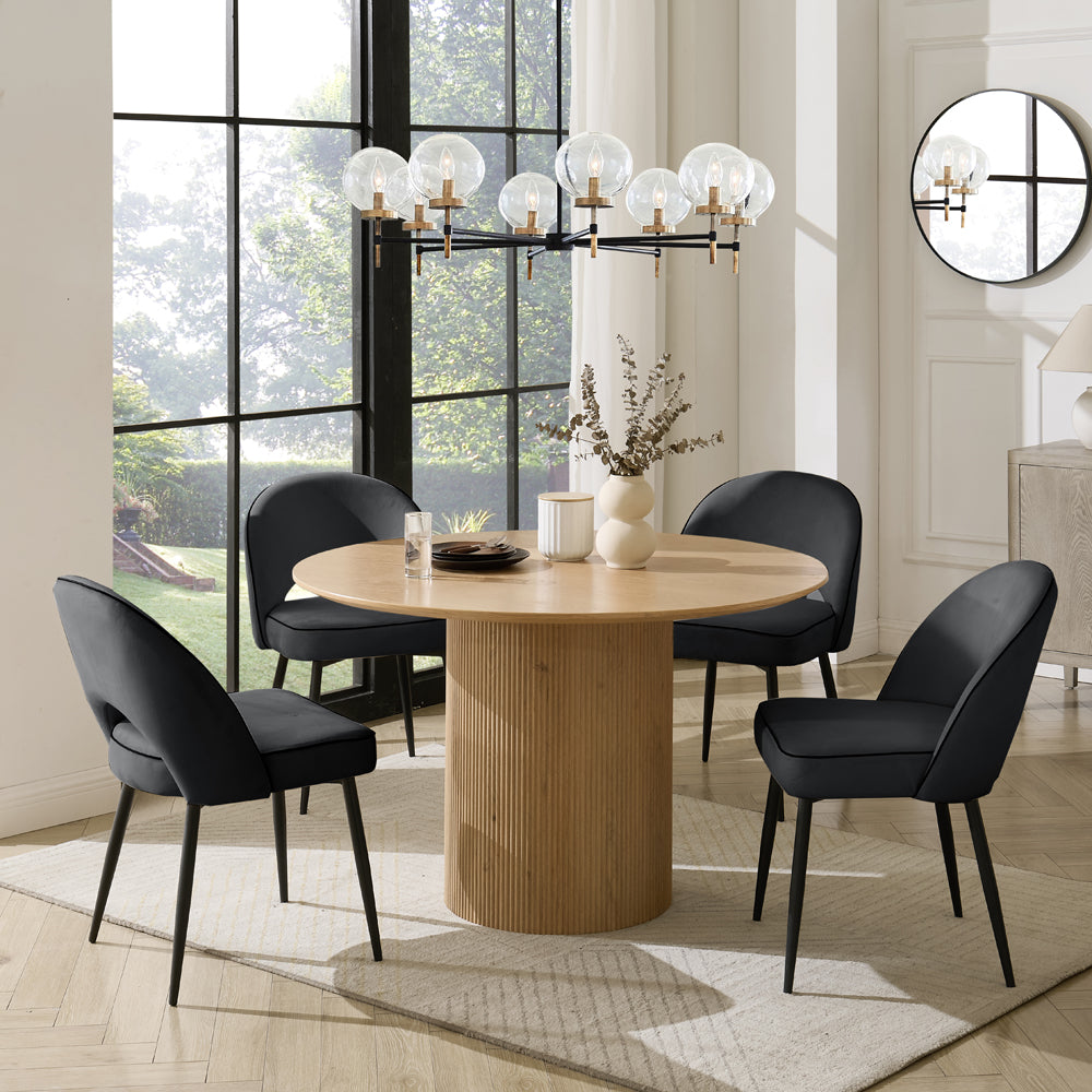 Tokyo Japandi Table X Tiago 6 Seater Dining Set - Black Velvet | Home ...
