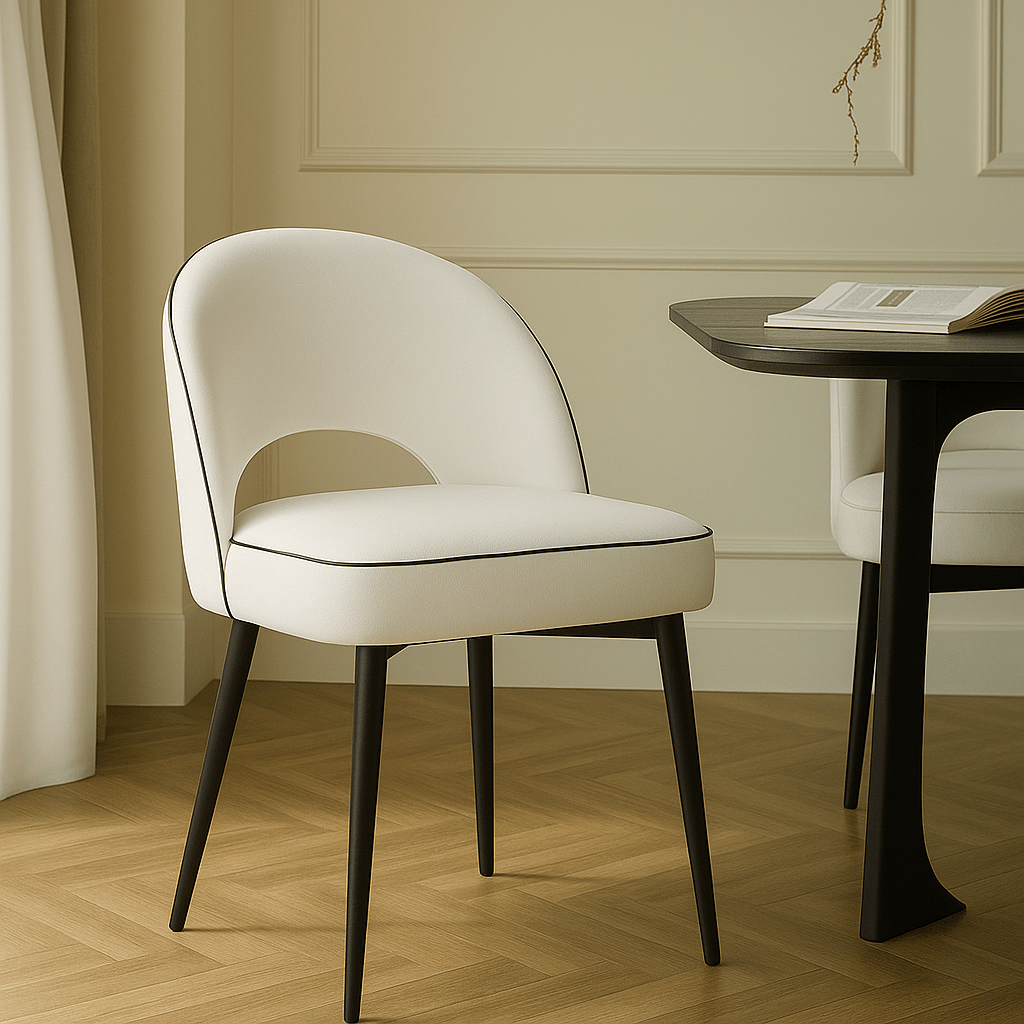 Tiago Velvet Dining Chairs Set of 2 - Ivory | Home Detail UK