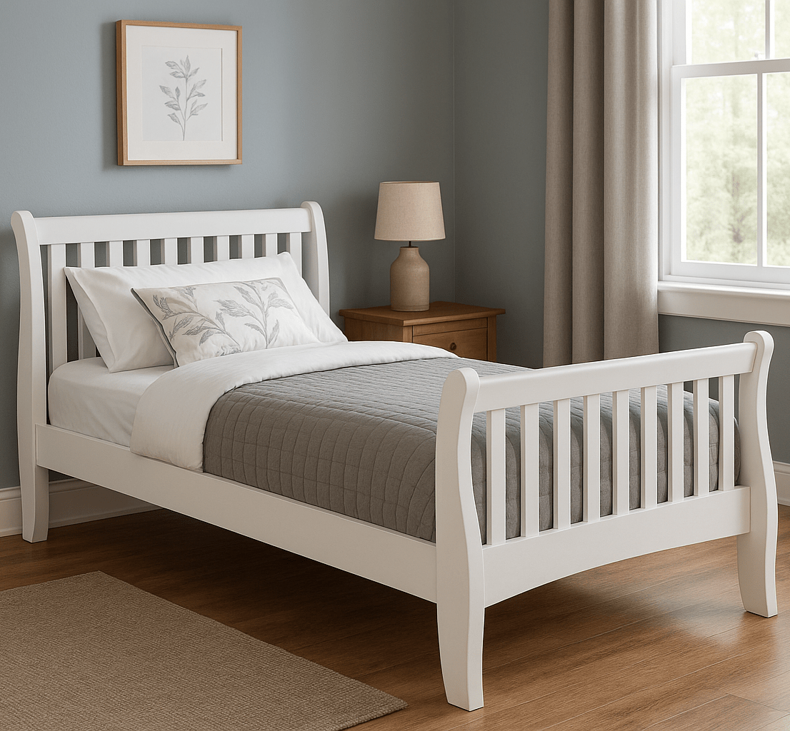 Solid Pine Wood White Bed Frame - Single | Home Detail
