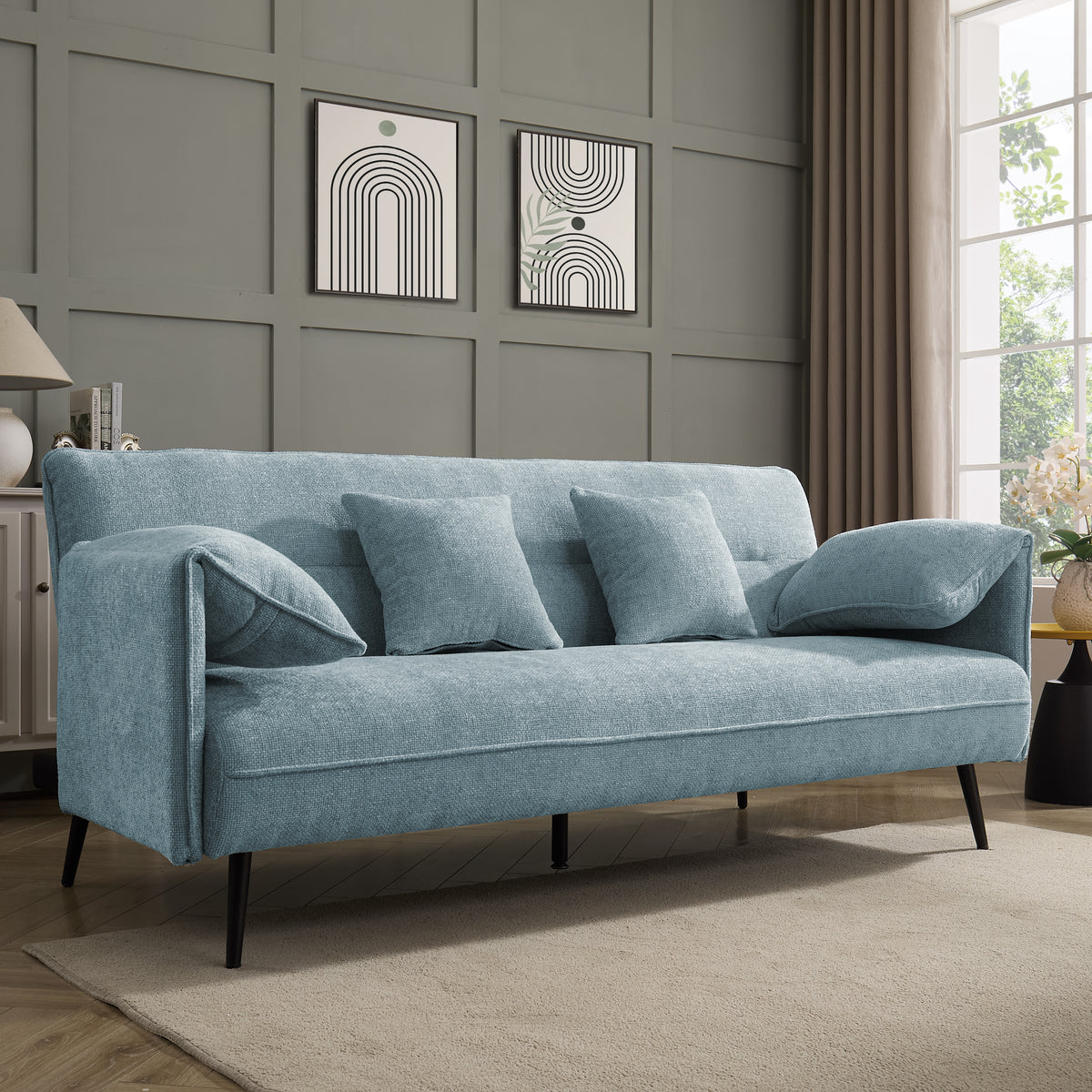 Frederick Sofa Bed - Blue Chenille | Home Detail UK