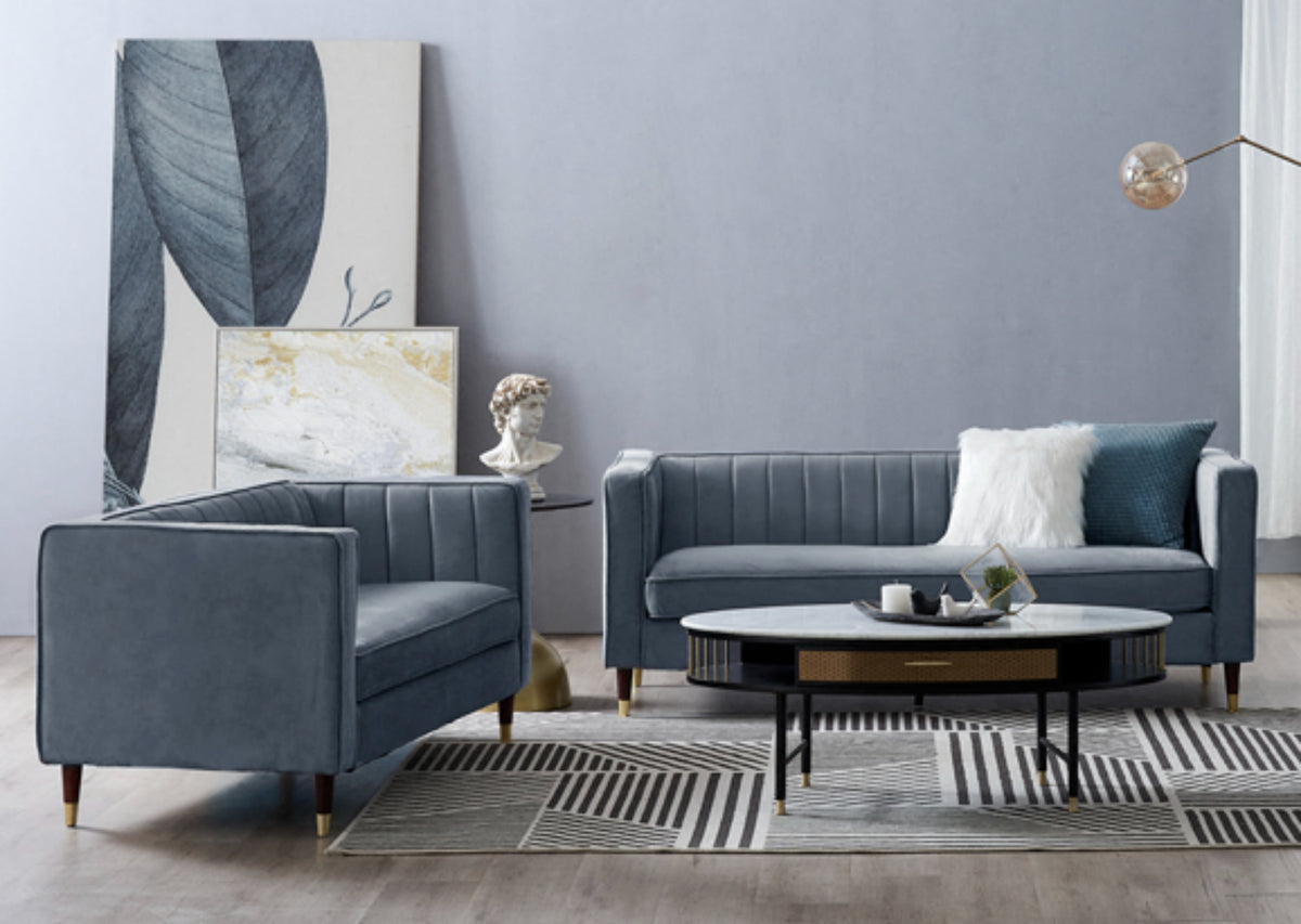 Thomas Velvet sofa 2+3 Sofa Set - Grey Velvet | Home Detail UK