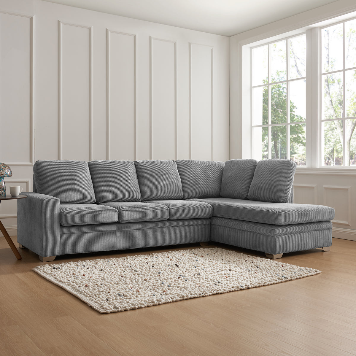 Alcott Right Hand Corner Sofa - Dark Grey Jumbo Cord | Home Detail UK