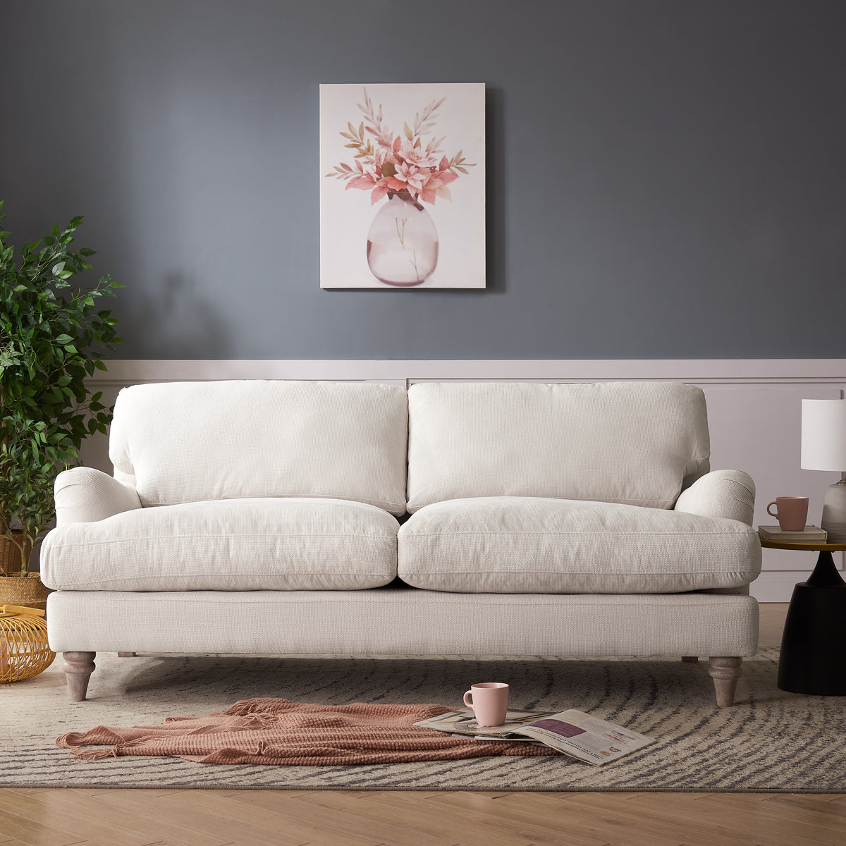 Oxford 3 Seater sofa - Ivory Linen | Home Detail UK