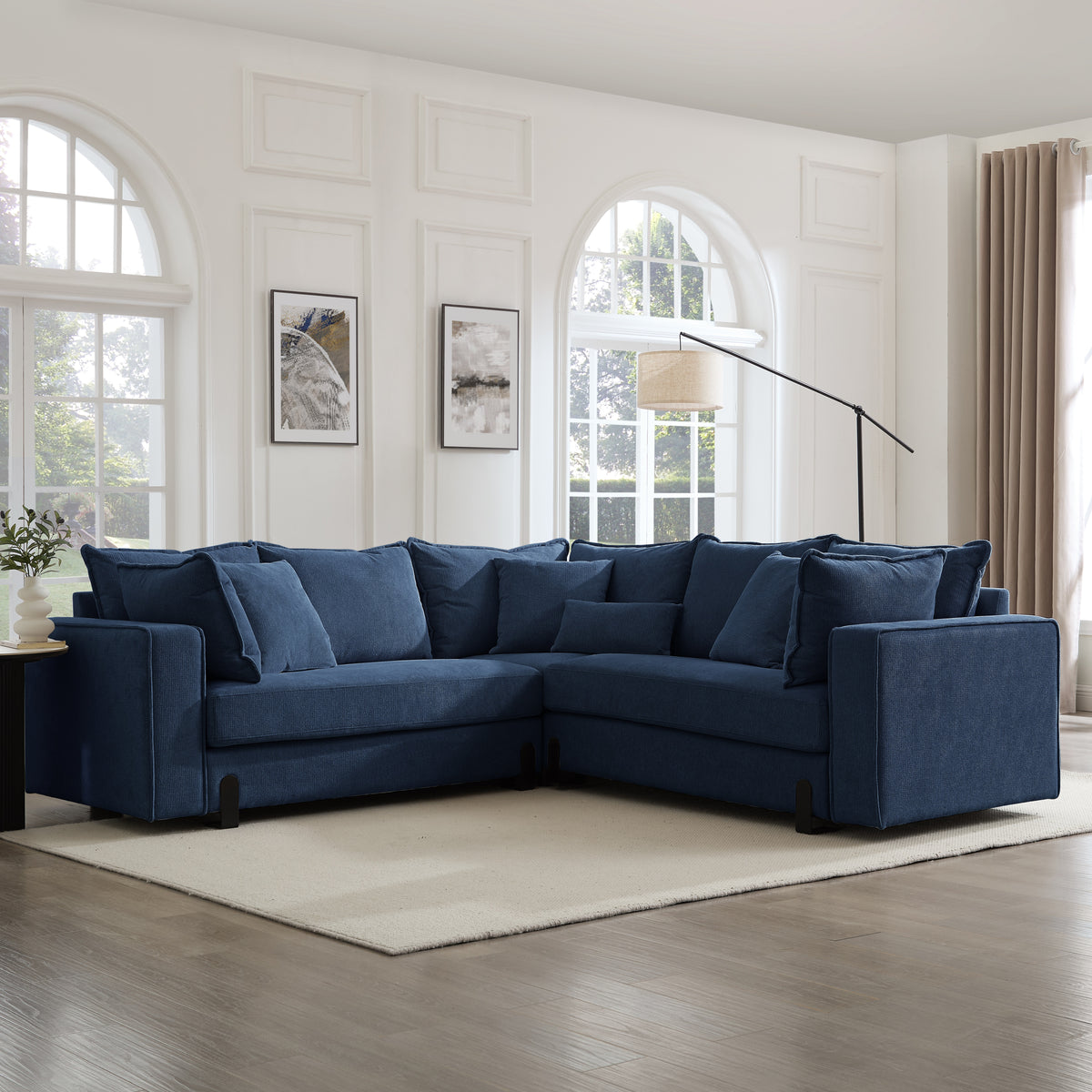 Hayden Corner Sofa - Blue Linen | Home Detail UK