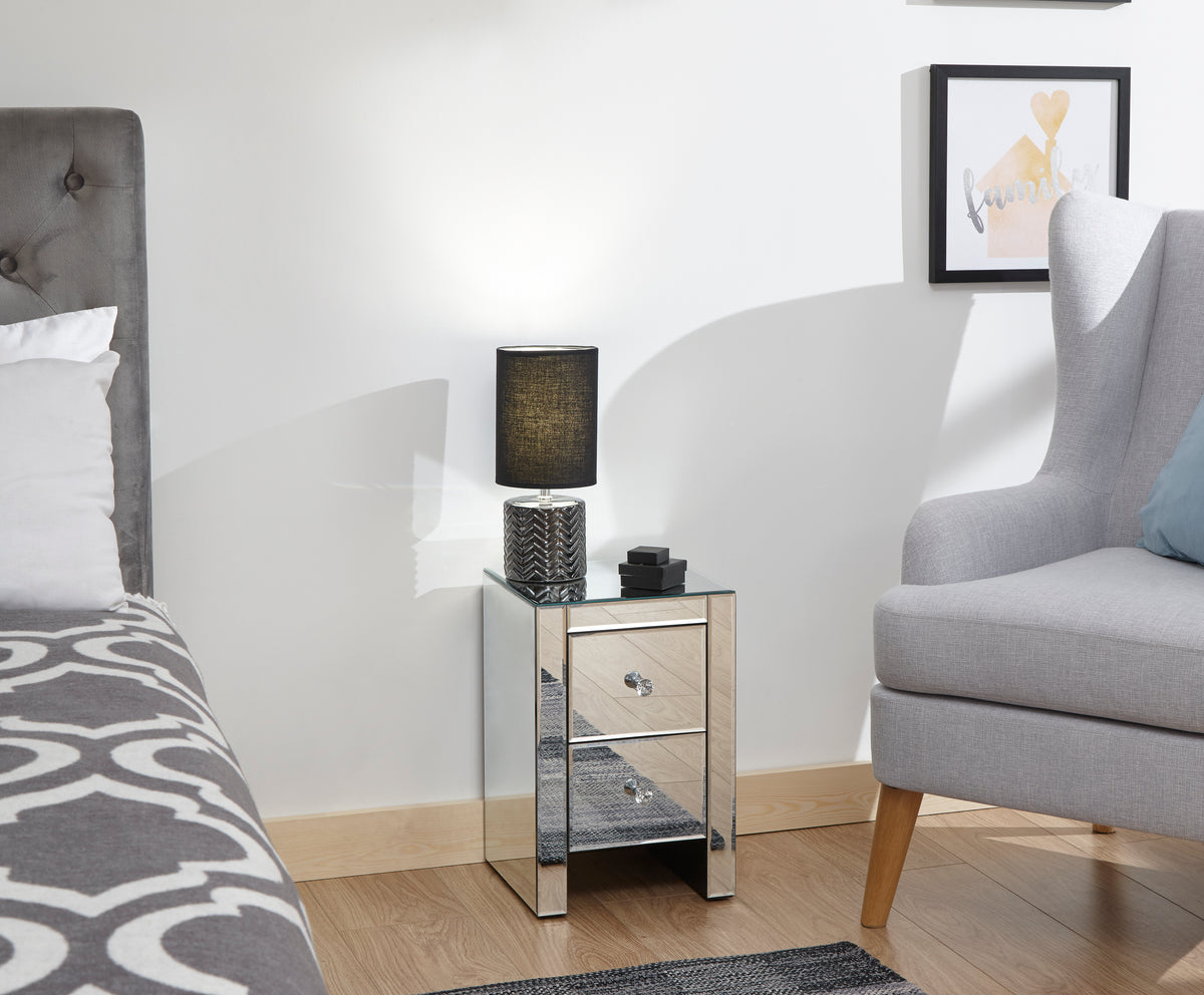 Mirrored 2-Drawer Slim Chest - Clear Glass | Home Detail